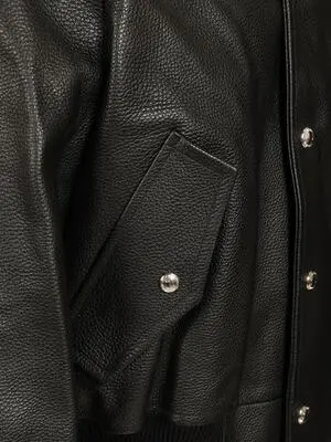 Thom Browne Leather Bomber Jacket - Black