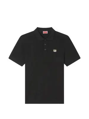 Kenzo Cotton Polo Shirt With Logo Appliqu - Black