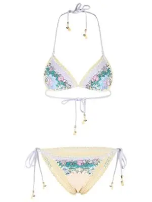 Zimmermann Bikini With 'indra' Crochet Detail In Nylon Blend - Cream
