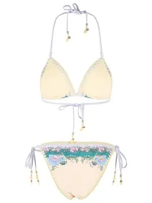 Zimmermann Indra Crochet Detail Nylon Blend Bikini - Cream