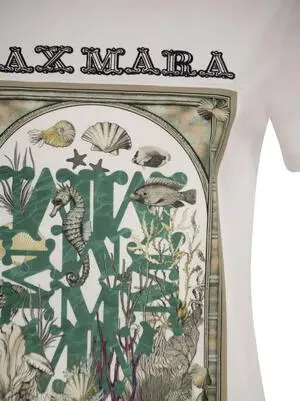 Max Mara Mxmspadino Cotton Jersey T-shirt With Graphic Print - White