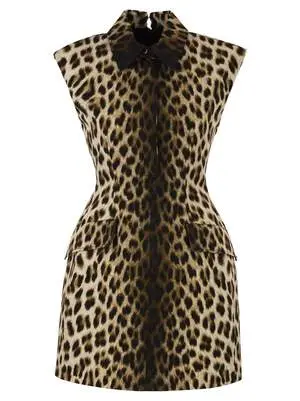 Sportmax Spxlonza – Cotton Mini Dress With Animal Print - Brown