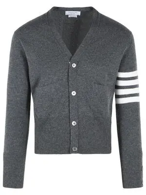 Thom Browne Classic 4 Bar' Grey Cashmere Cardigan - Gray