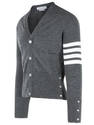 Thom Browne Classic 4 Bar' Grey Cashmere Cardigan
