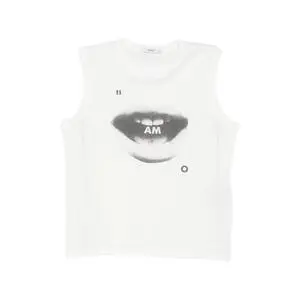 Fendi Cotton Graphic Print Sleeveless Tank Top - White