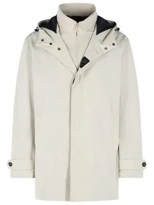 FAY Morning' Microfaille Parka In Beige Cotton Blend - Cream