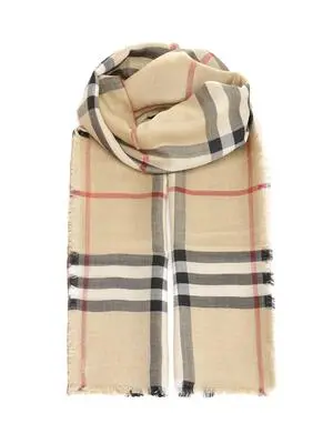 Burberry Wool And Silk Scarf - Cream