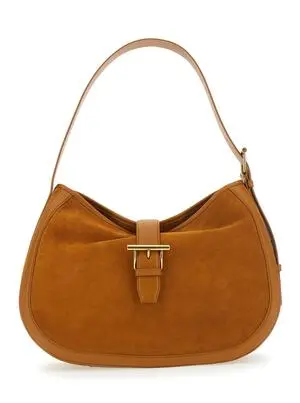 Alexander McQueen Shoulder Bag With Adjustable Shoulder Strap And T Buckle Closure On The Front In Suede - Brown