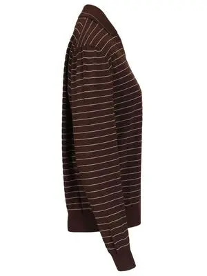 Miu Miu Cotton V-neck Sweater - Brown