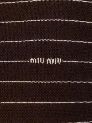 Miu Miu Cotton V-neck Sweater - Brown