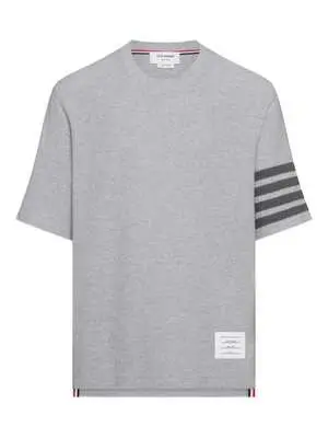 Thom Browne T-shirt With 4-stripe Detail - Gray