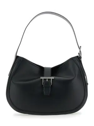 Alexander McQueen Shoulder Bag With Adjustable Shoulder Strap And T Buckle Closure On The Front In Leather - Black