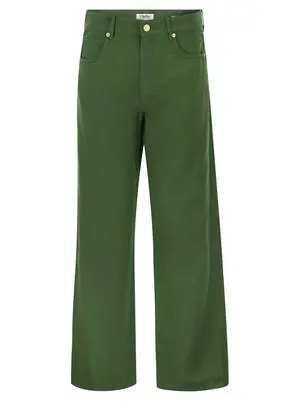 Max Mara Cotton And Linen Straight Leg Trousers - Green