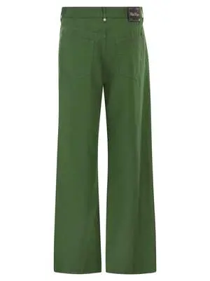Max Mara Cotton And Linen Straight Leg Trousers - Green
