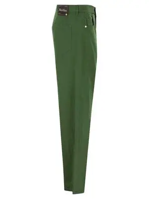 Max Mara Cotton And Linen Straight Leg Trousers - Green