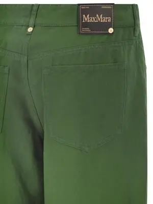 Max Mara Cotton And Linen Straight Leg Trousers - Green