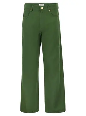 Max Mara Cotton And Linen Straight Leg Trousers - Green