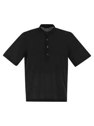 Herno Jersey Polo Shirt With Seraph Collar - Black