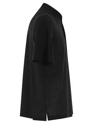 Herno Jersey Polo Shirt With Seraph Collar - Black
