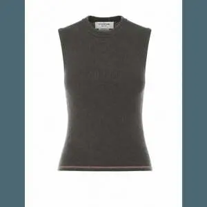 Thom Browne Striped Merino Wool Knitted Tank Top - Gray