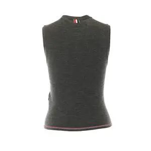 Thom Browne Striped Merino Wool Knitted Tank Top - Gray