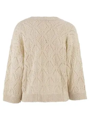 Peserico Cotton Cord Cardigan With Micro Sequins - Cream