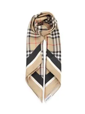 Burberry Check Silk Scarf - Cream