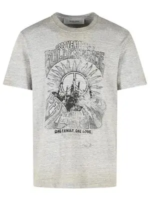 GOLDEN GOOSE Mélange Grey Cotton T-shirt - Gray