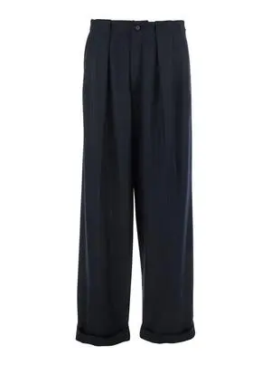 Dolce & Gabbana Black Pants With Belt Loops And Cuffed Hem In Wool - Multicolor