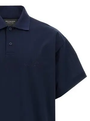 Balenciaga Embroidery Polo Shirt - Blue
