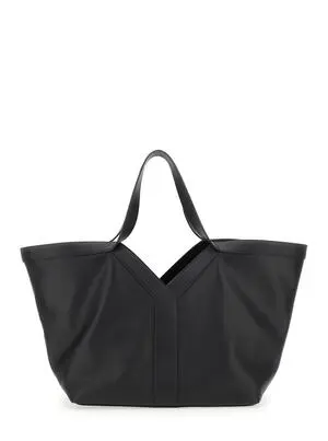 Saint Laurent Shoulder Bag With Clasp Closure And Two Top Handles In Leather For - Black