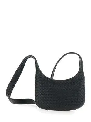 Bottega Veneta Veneto' Shoulder Bag With Fixed Shoulder Strap And All-over Intrecciato Motif In Leather - Black