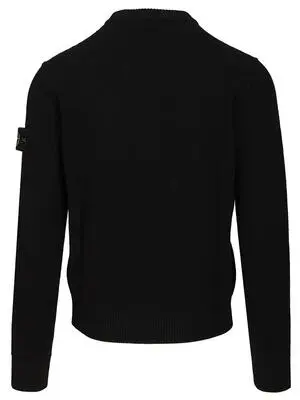 Stone Island Pure Virgin Wool Crew Neck Sweater - Black