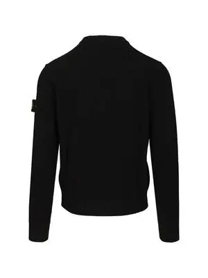 Stone Island Pure Virgin Wool Crew Neck Sweater - Black