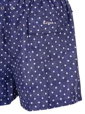Kiton Short Patterned Swim Boxers - Blue