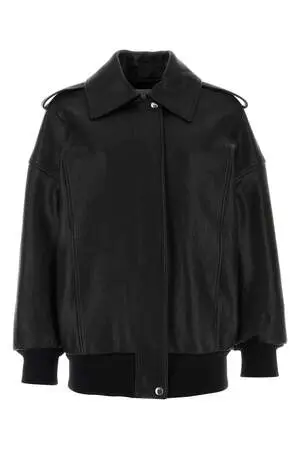 Alexander McQueen Leather Oversize Jacket - Black