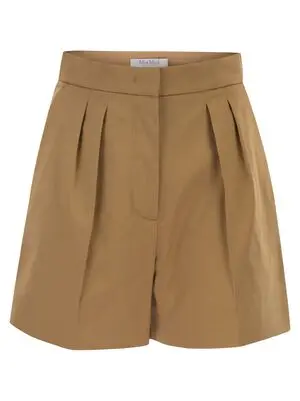 Max Mara Mxmtabacco Stretch Cotton Satin Shorts - Cream