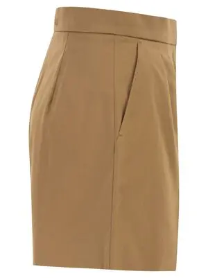 Max Mara Mxmtabacco Stretch Cotton Satin Shorts - Cream