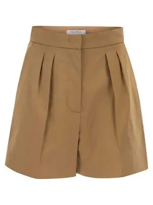 Max Mara Max Mara Women Mxmtabacco - Stretch Cotton Satin Shorts Cream