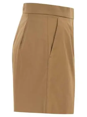 Max Mara Mxmtabacco Stretch Cotton Satin Shorts - Cream