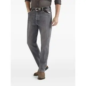 Brunello Cucinelli Grey Denim Regular & Straight-leg Jeans