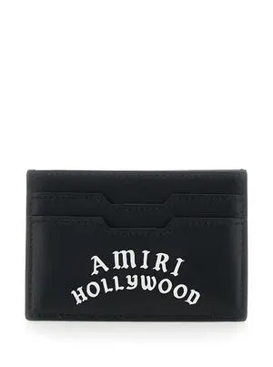 Amiri Black Card Holder With Logo Lettering On The Front And Embossed Logo On The Rear In Leather - Multicolor
