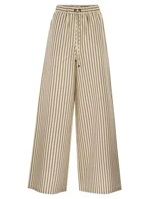 MAX MARA Max Mara Women Mxmordine - Wide-Leg Trousers In Striped Cotton And Silk Canvas