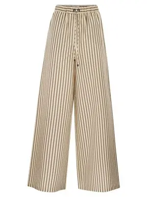 MAX MARA Striped Cotton And Silk Canvas Wide-Leg Trousers