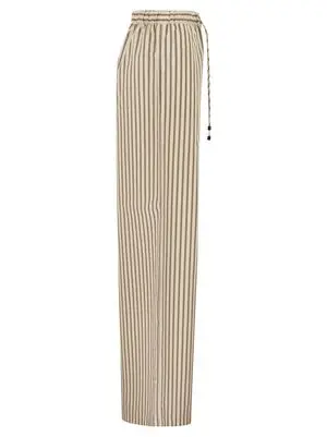 Max Mara Striped Cotton And Silk Canvas Wide-leg Trousers - Cream
