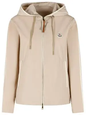 MONCLER Moncler 'Sarracenia' Hooded Jacket In Polyester And Beige Cotton Women