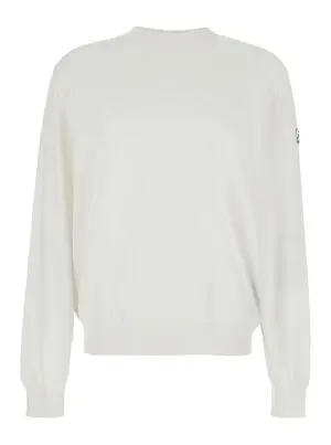 Moncler Crewneck Sweater With Logoed Motif With Car Print And Logo Patch In Cotton - Multicolor