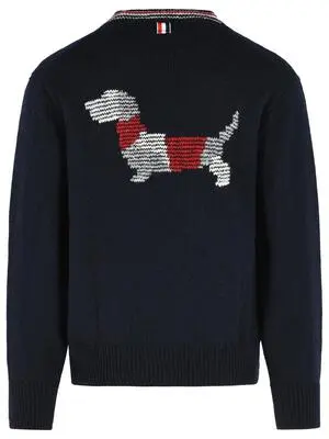Thom Browne Hector' Cardigan In Navy Wool And Mohair Blend
