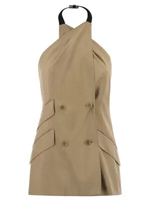 Max Mara Mxsnuraghe Sleeveless Jacket In Wool And Silk Poplin - Brown