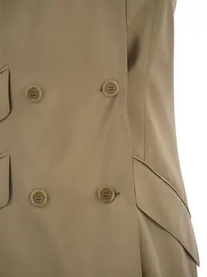 Max Mara Nuraghe Sleeveless Jacket In Wool And Silk Poplin - Brown